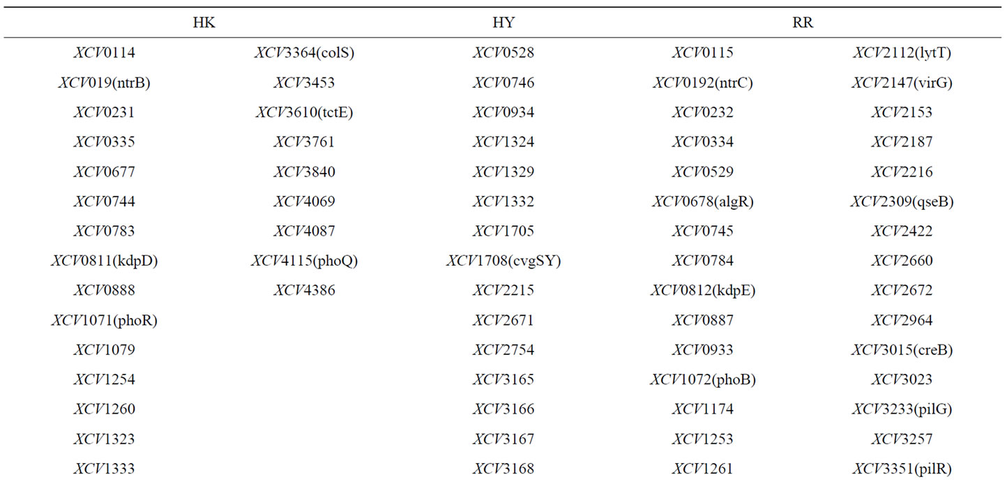 黄单胞菌双组分信号转导系统的生物信息学分析 Bioinformatics Analysis of Two-Component Singal Transduction Systems of ...